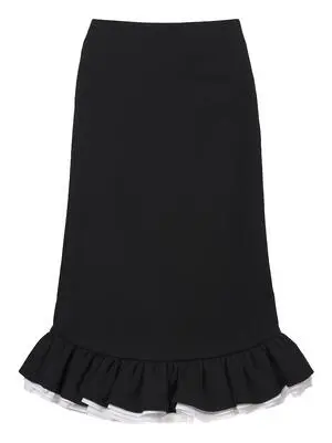 SHUSHU/TONG Ruffled Wool And Silk Midi Skirt - Black