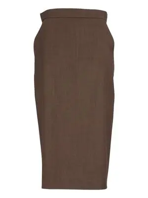 Max Mara Wool Gabardine Pencil Skirt - Brown