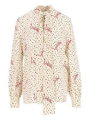 Valentino Garavani Plus Depois Bubble Crepe De Chine Shirt With Integrated Scarf - White