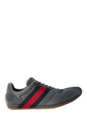 Gucci Legacy Webbing And Suede-trimmed Mesh Sneakers - Gray