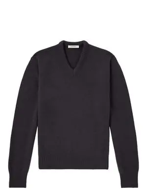 LEMAIRE Cashmere V-neck Sweater - Gray