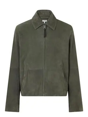 Loewe Suede Zip-up Jacket - Green