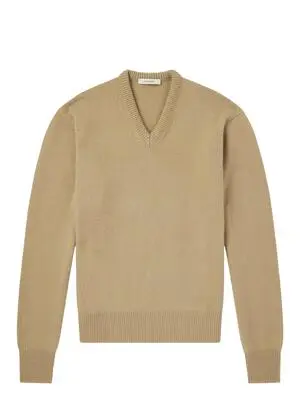 LEMAIRE Cashmere V-neck Sweater - Beige