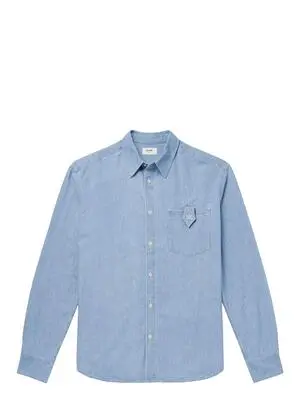 Celine Logo-embroidered Denim Shirt - Blue