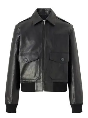 A.p.c. Leather Bomber Jacket - Black