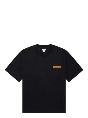 Bottega Veneta Intrecciato Suede-trimmed Cotton-jersey T-shirt - Black