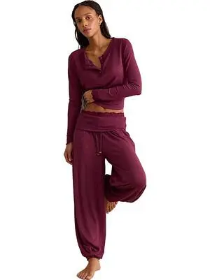 Free People FREE PEOPLE Dream State Joggers Maroon Heather