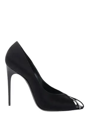 Saint Laurent Rhinestone Embellished Open-toe Pumps - Black