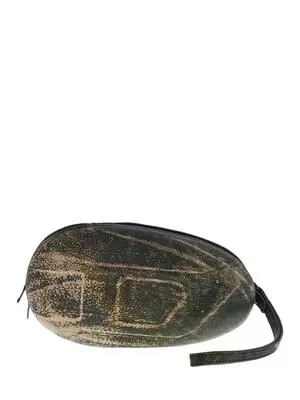 DIESEL® Leather Clutch With Embossed Monogram - Black