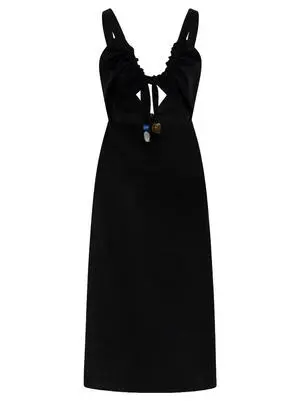 CAYET Helena Bead-embellished Midi Dress - Black