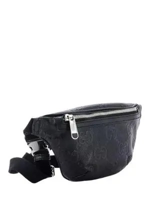 Gucci Gg Embossed Perforated Leather Small Belt Bag - Black