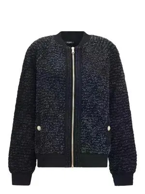 Balmain Sequin-embellished Bouclé Bomber Jacket - Black