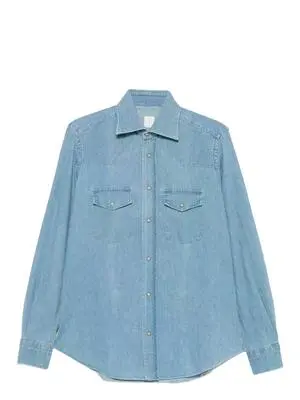 Eleventy Flap-pocket Denim Shirt - Blue