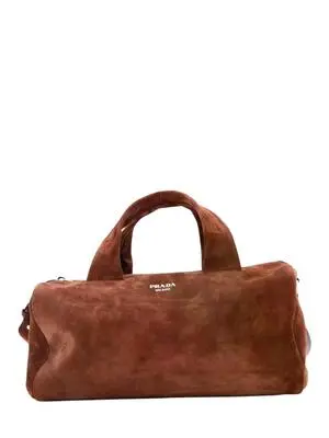 Prada Small Suede Duffle Travel Bag - Brown