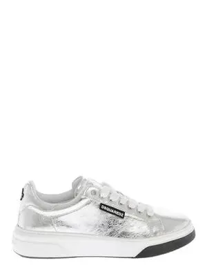 Dsquared2 Metallic Textured Leather Sneakers - Silver