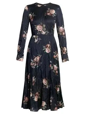 ERDEM Erdem Floral Pattern Textured Long Sleeve Dress