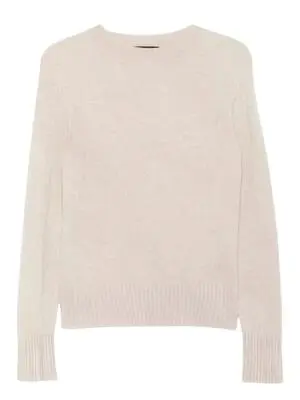 ARAGONA Ribbed-trim Crew Neck Sweater - Neutrals