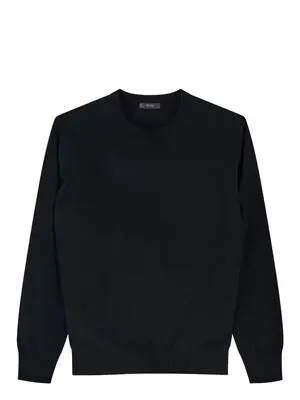 Boggi Milano Extrafine Merino Wool Crew Neck Sweater - Black