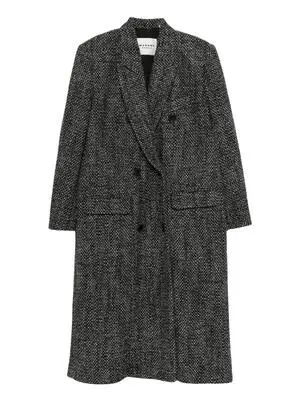 MARANT ETOILE Double-breasted Bouclé Coat - Grey
