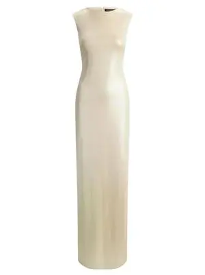 Ralph Lauren Metallic-jersey Boat-neck Maxi Dress - Neutrals