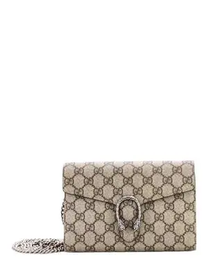 Gucci Dionysus Chain Wallet Gg Coated Canvas - Brown