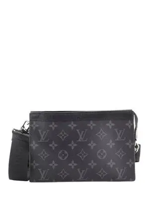LOUIS VUITTON Gaston Wearable Wallet Monogram Eclipse Canvas Crossbody Bag - Black
