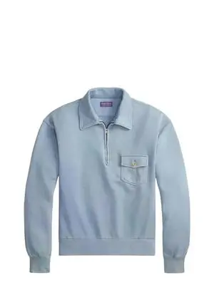Ralph Lauren Purple Label Logo-embroidered Quarter-zip Sweatshirt - Blue