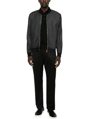 FERRANTE Long-sleeve Buttoned Polo Shirt - Black