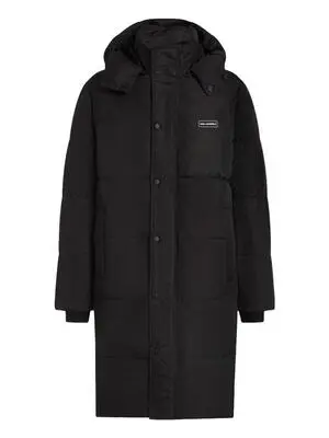 Karl Lagerfeld Long Hooded Puffer Jacket - Black