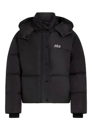 Karl Lagerfeld Short Hooded Puffer Jacket - Black