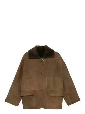 LISKA Shearling-collar Suede Jacket - Brown