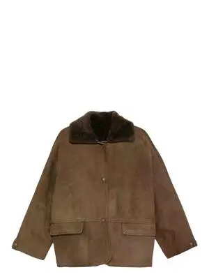 LISKA Shearling-collar Suede Jacket - Brown