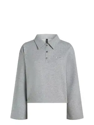 Karl Lagerfeld Rhinestone Embellished Cotton Loungewear Sweatshirt - Grey