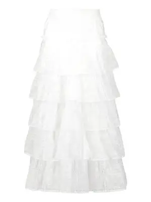 Aje Tiered Embroidered Maxi Skirt - White