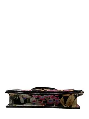 FERRAGAMO Giardino Floral-print Leather Handbag - Black