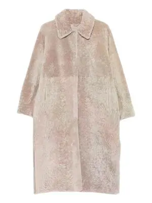 MANZONI 24 Shearling Finish Collared Coat - Neutrals