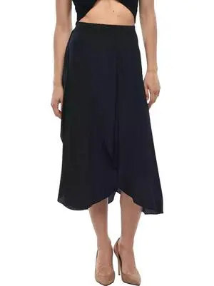 Stella McCartney Flared Silk-crepe Midi Skirt - Black