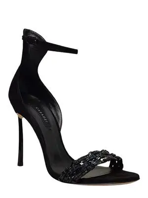 Casadei Blade Braided-strap Sandals - Black