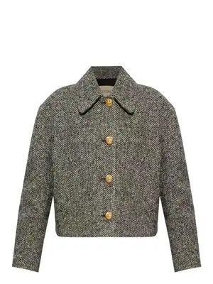 Valentino Garavani Herringbone Pattern Cropped Jacket - Grey