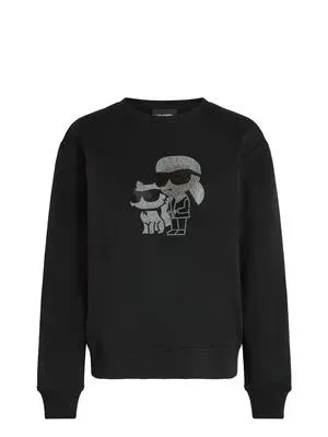 Karl Lagerfeld Ikon Rhinestone Sweatshirt - Black