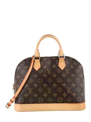 LOUIS VUITTON Alma Monogram Canvas Pm Satchel - Brown