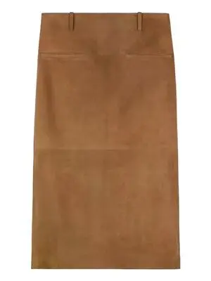 TOD'S Pashmy Suede Pencil Skirt - Brown
