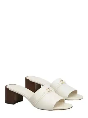TOD'S Leather Sandals With T Timeless Accessory - White
