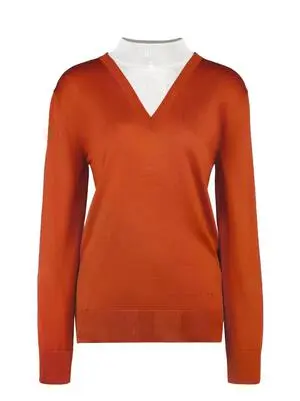 TOD'S Layered Mock Turtleneck In Silk - Orange