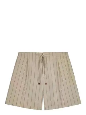 TOD'S Striped Silk Shorts - Neutrals
