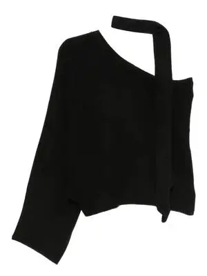 Federica Tosi One-shoulder Sweater And Scarf Set - Black