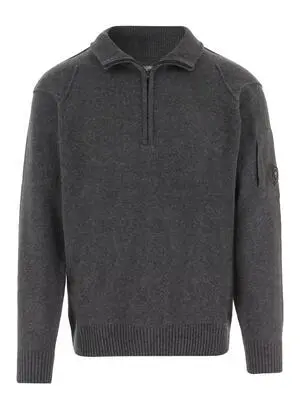 C.P. COMPANY Lens Detail Quarter-zip Sweater - Grey
