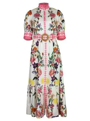 Borgo De Nor Floral-print Cotton Maxi Dress - White