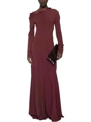 ALBERTA FERRETTI Alberta Ferretti Long-Sleeve Maxi Dress With Asymmetric Neckline