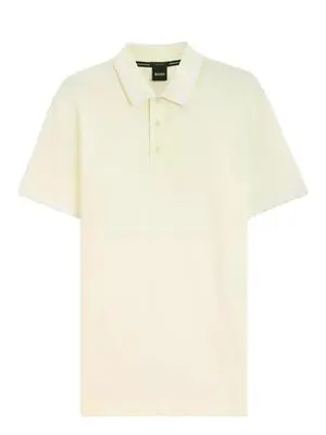 BOSS Cotton Piqué Polo Shirt With Logo Details - Yellow